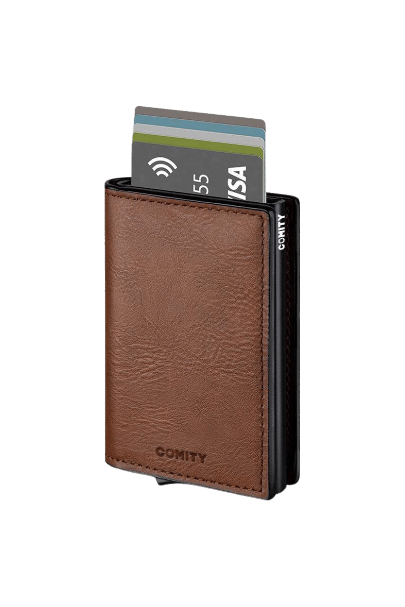 Leather wallet/card pocket – RFID/NFC-blocking (brown) – Comity shop